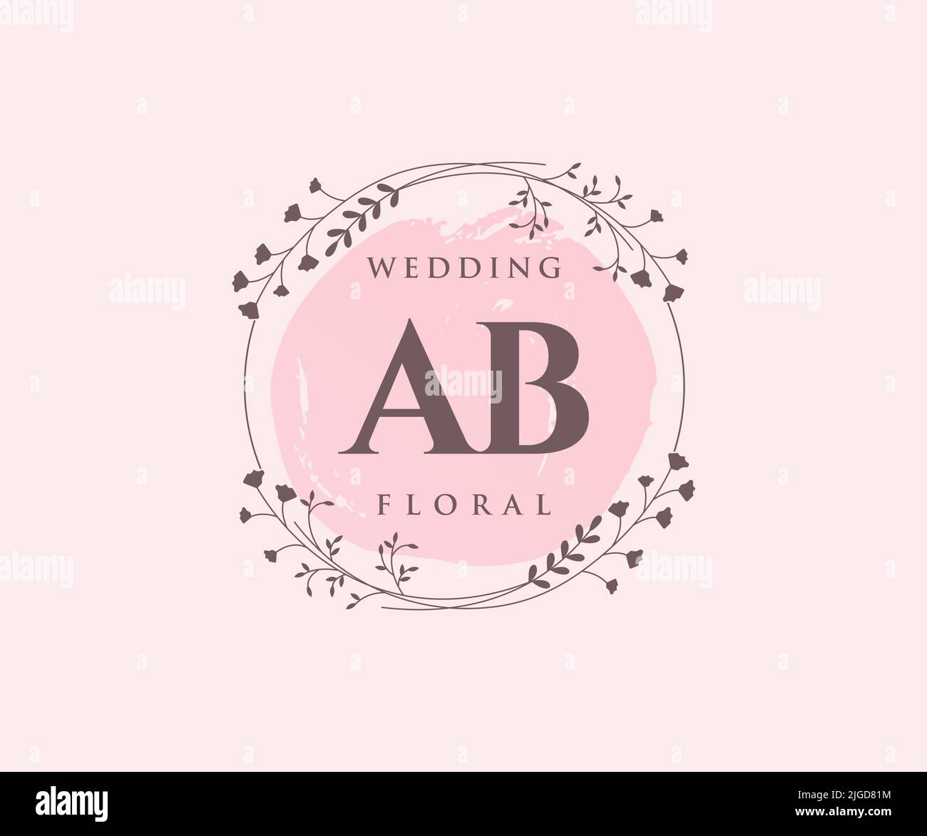 AB Initials letter Wedding monogram logos template, hand drawn modern ...