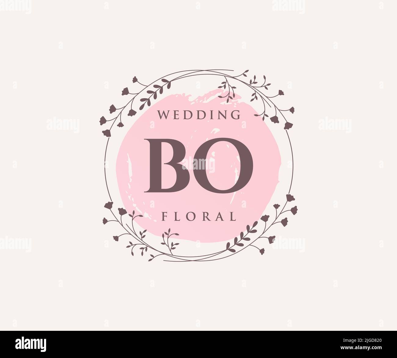 BO Initials letter Wedding monogram logos template, hand drawn modern ...