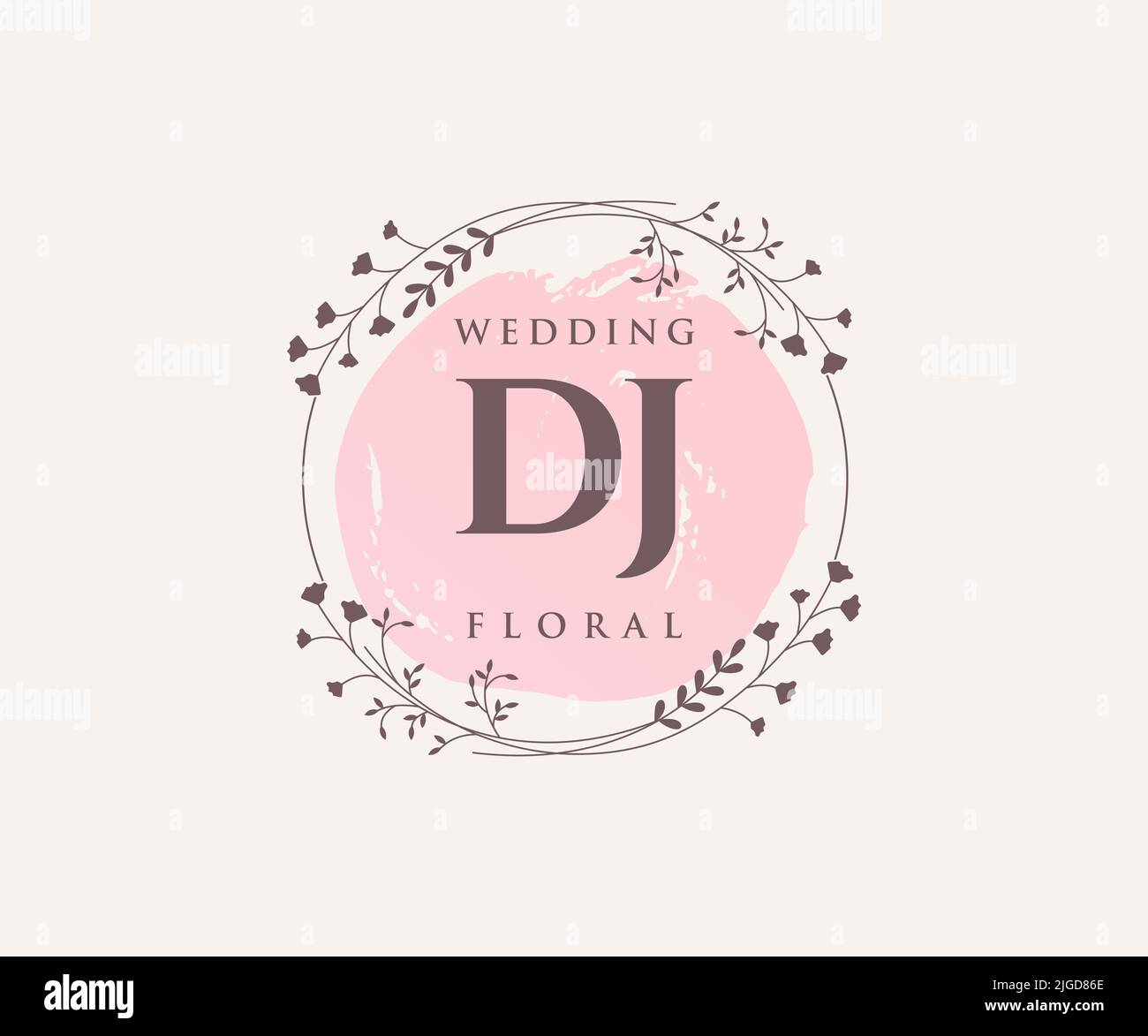 DJ Initials letter Wedding monogram logos template, hand drawn modern ...