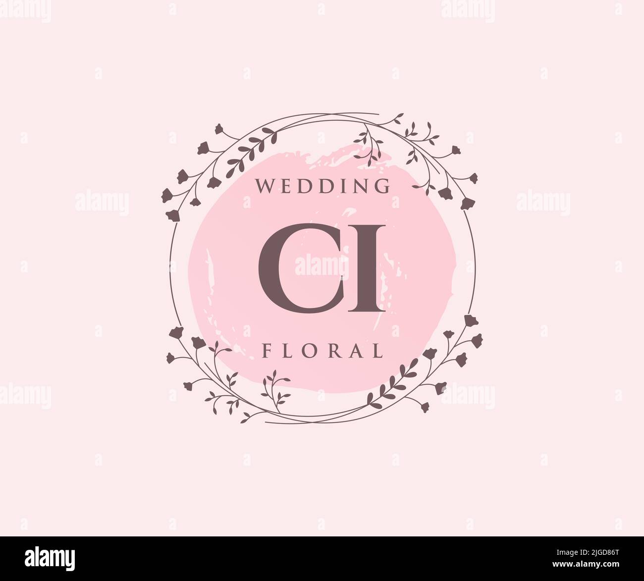 CI Initials letter Wedding monogram logos template, hand drawn modern ...