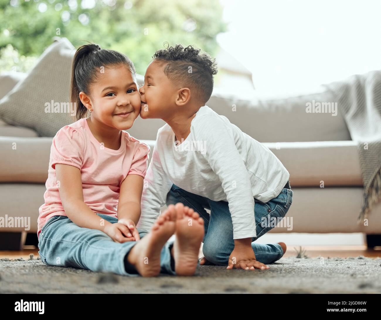 Nothing can take this love away. Portrait of two young siblings bonding ...
