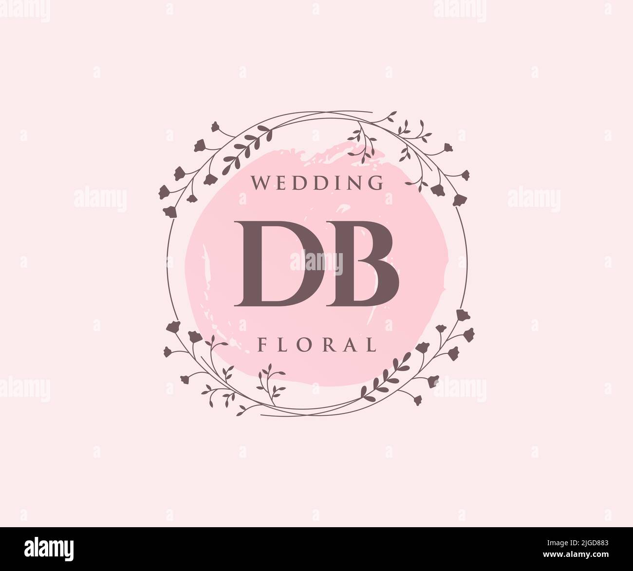 DB Initials letter Wedding monogram logos template, hand drawn modern ...