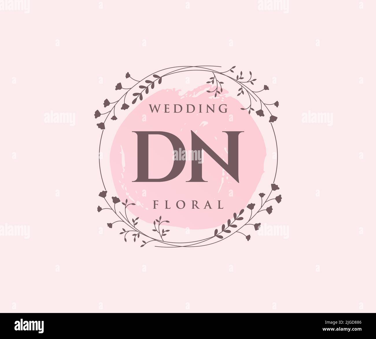 DN Initials letter Wedding monogram logos template, hand drawn modern ...