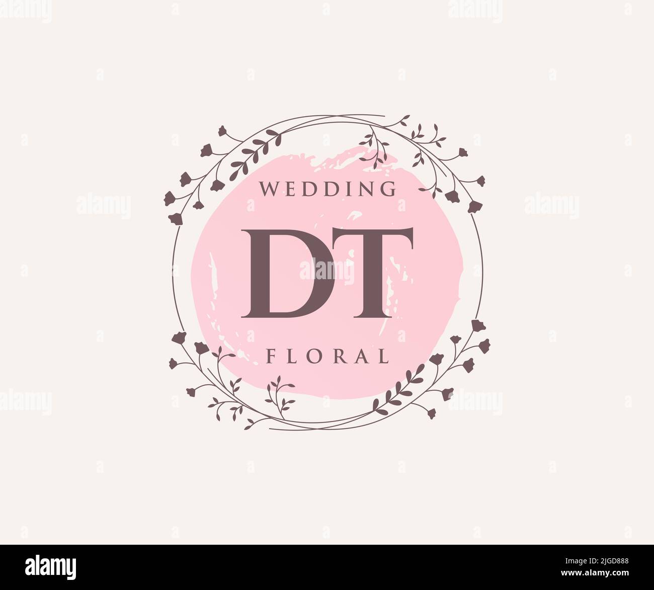 DT Initials letter Wedding monogram logos template, hand drawn modern minimalistic and floral ...