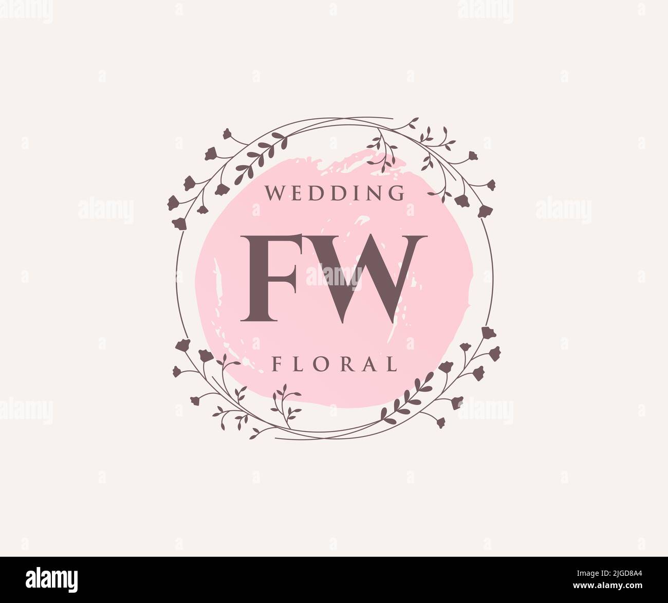 FW Initials letter Wedding monogram logos template, hand drawn modern ...
