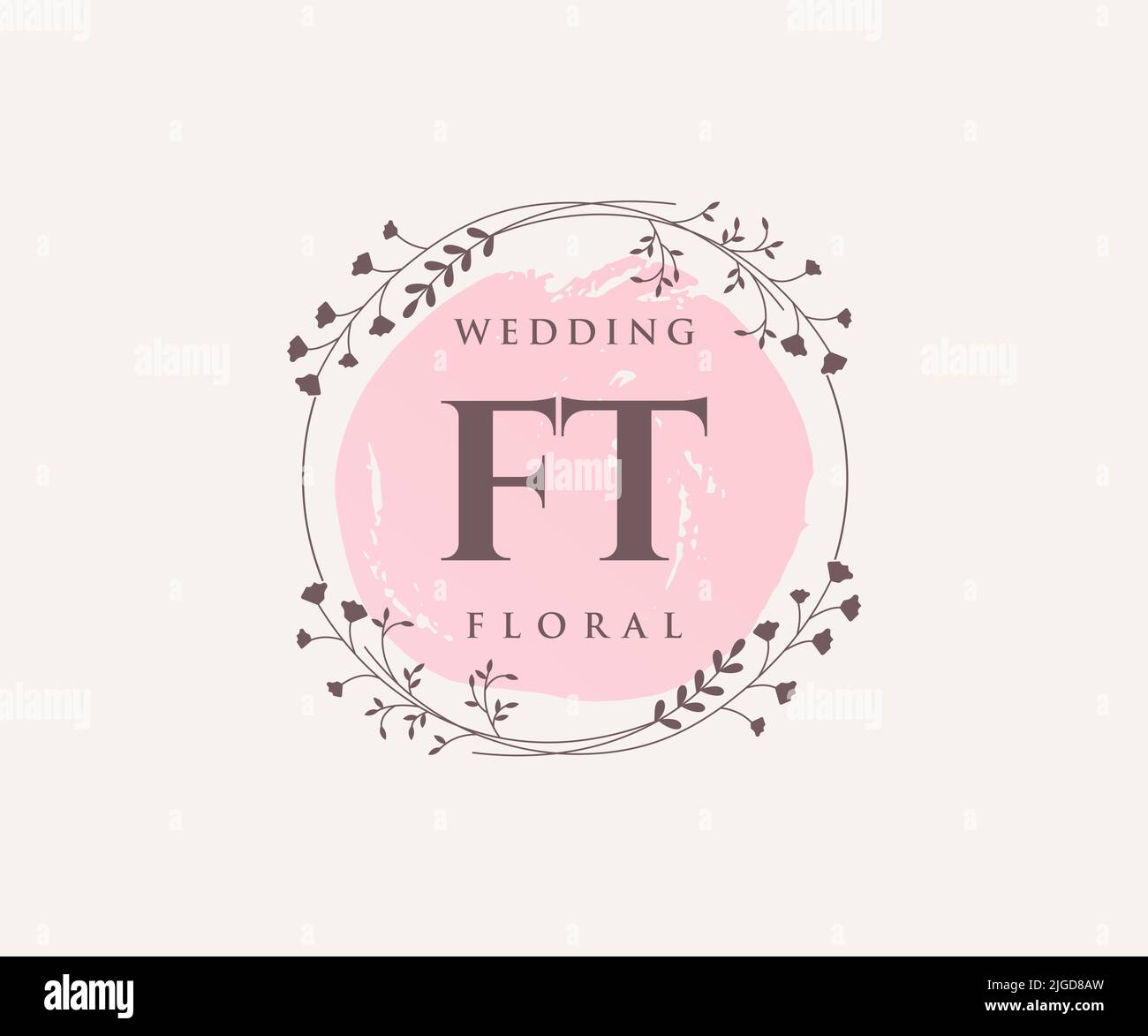 FT Initials letter Wedding monogram logos template, hand drawn modern minimalistic and floral ...