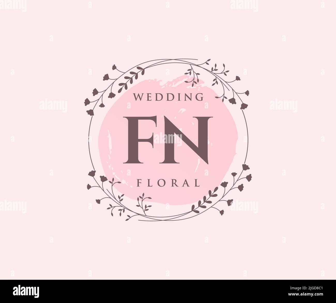 FN Initials letter Wedding monogram logos template, hand drawn modern ...