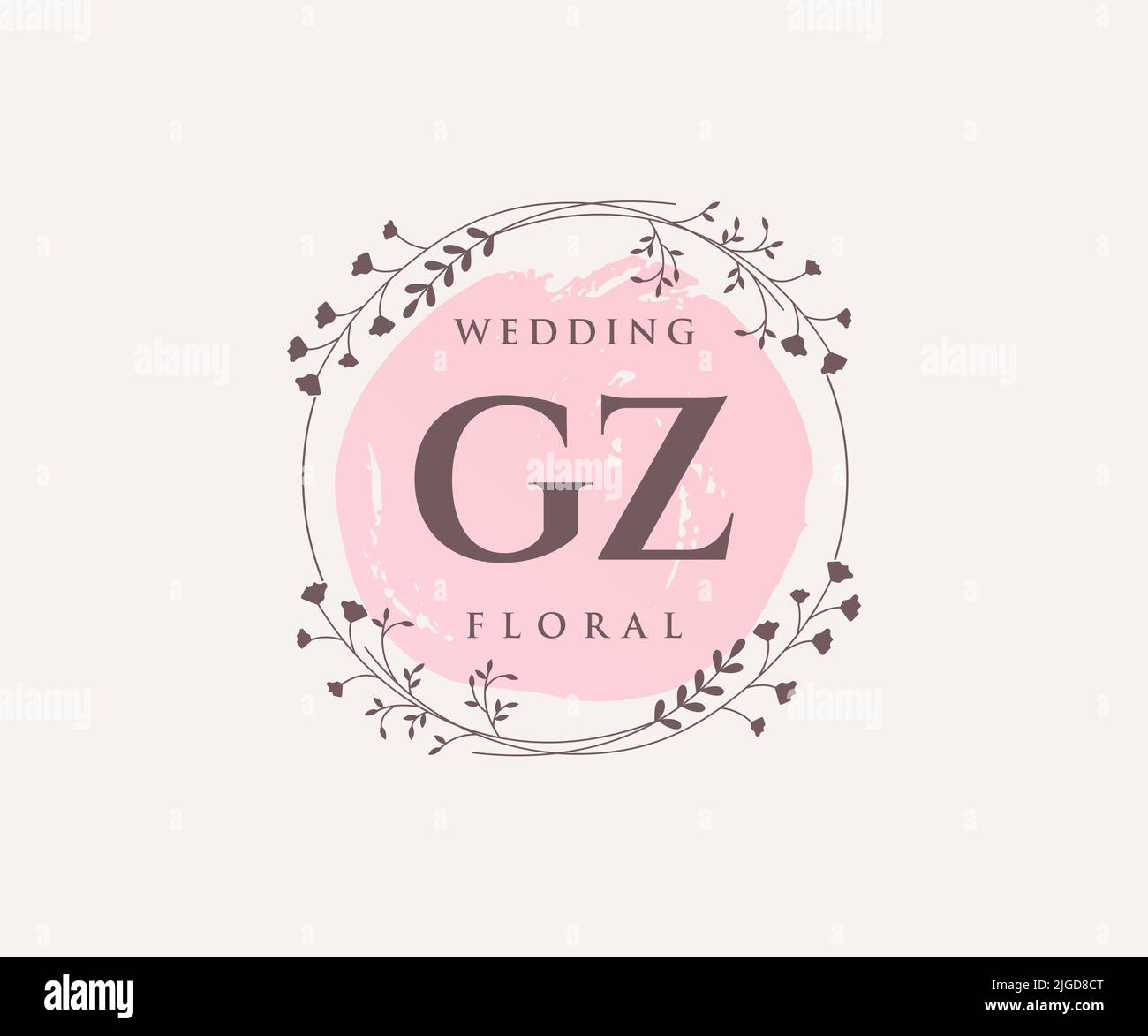 GZ Initials letter Wedding monogram logos template, hand drawn modern ...