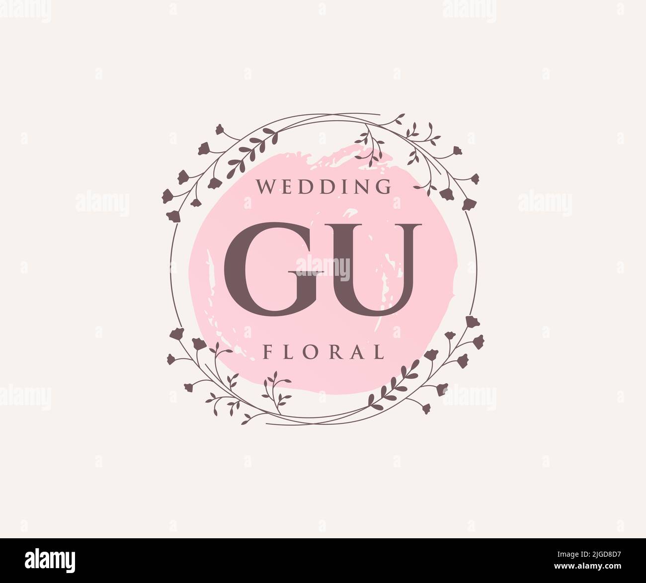 GU Initials letter Wedding monogram logos template, hand drawn modern ...