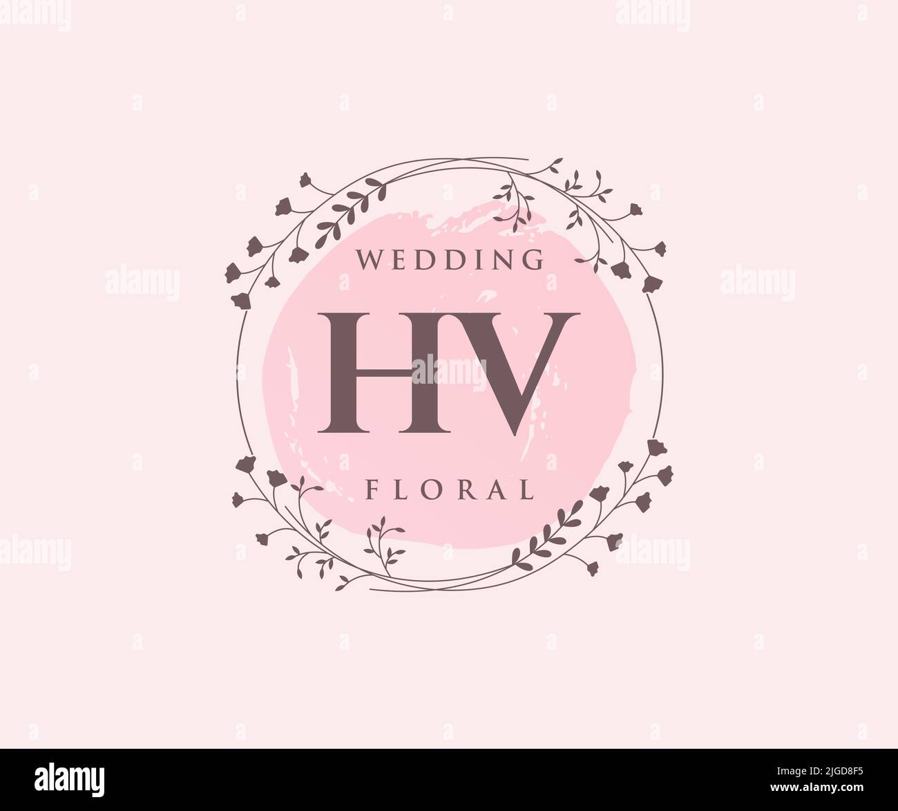 HV Initials letter Wedding monogram logos template, hand drawn modern minimalistic and floral ...