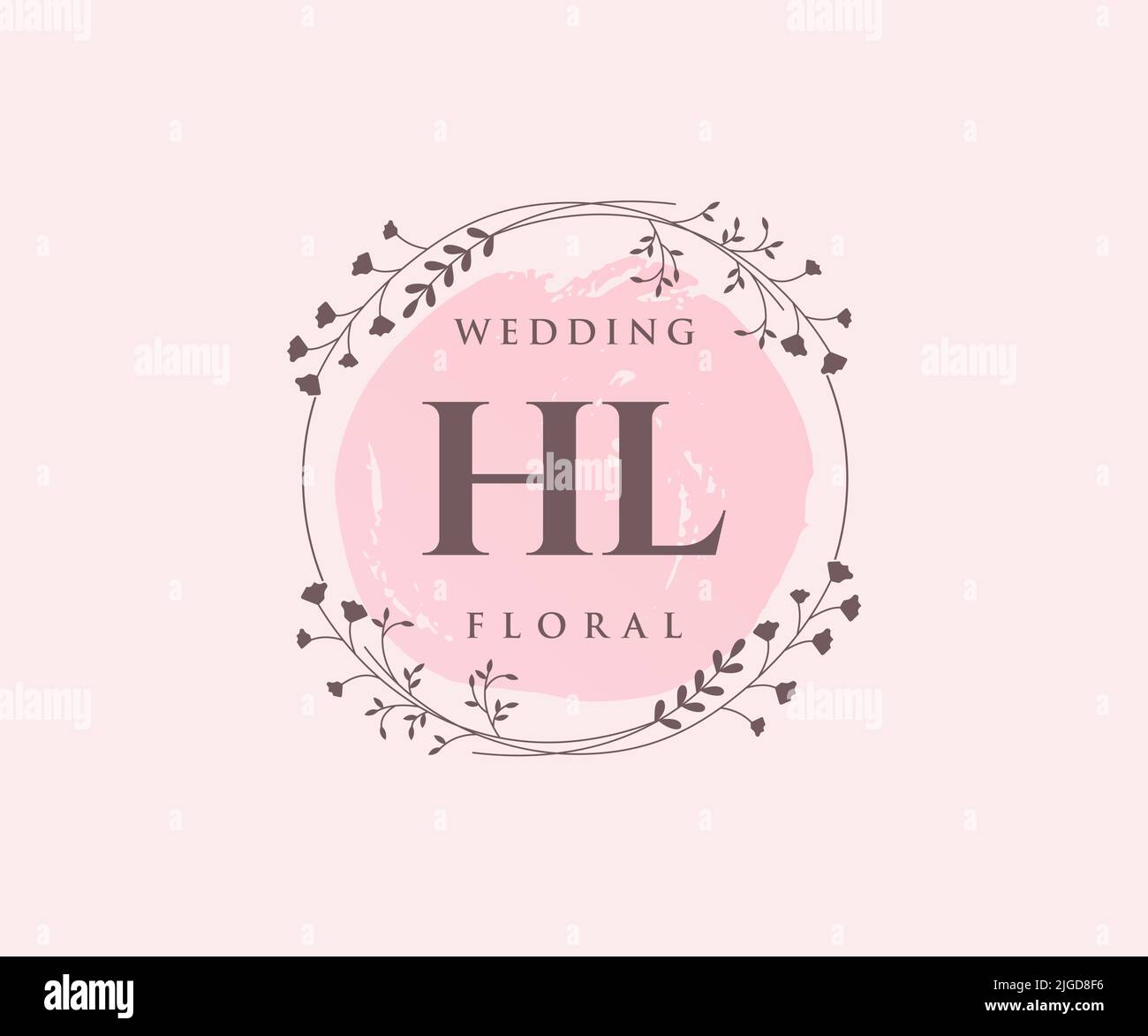 HL Initials letter Wedding monogram logos template, hand drawn modern minimalistic and floral ...