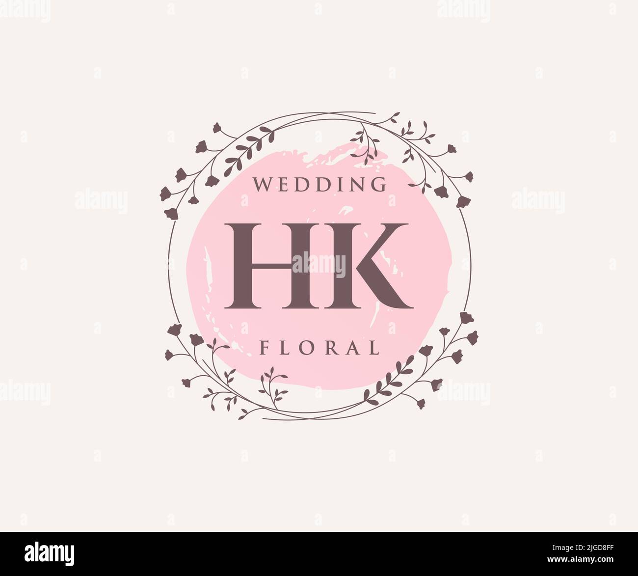 HK Initials letter Wedding monogram logos template, hand drawn modern ...