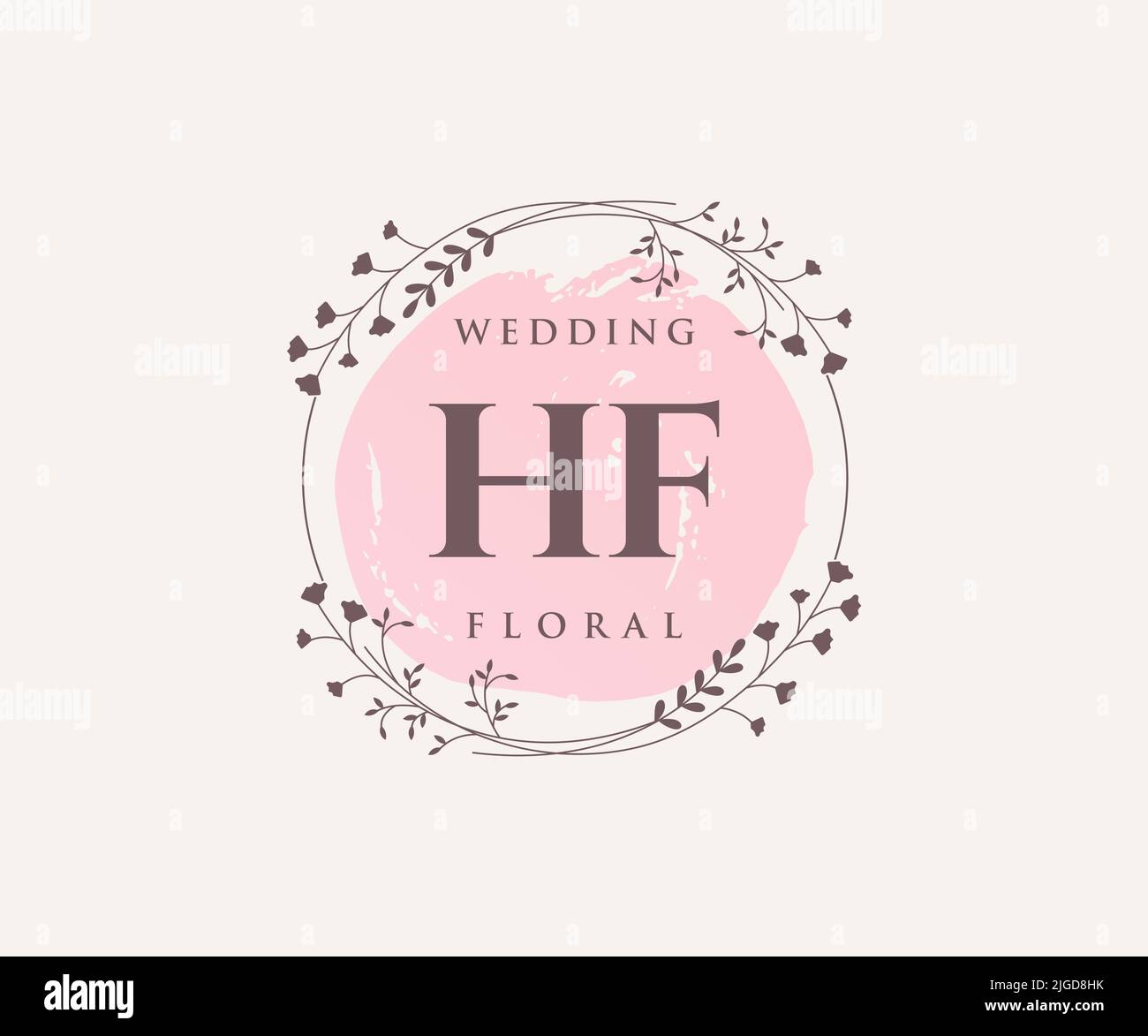 HF Initials letter Wedding monogram logos template, hand drawn modern ...