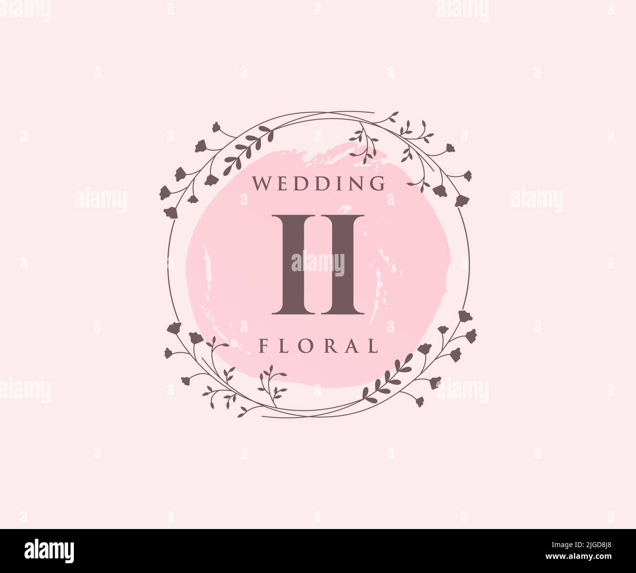II Initials letter Wedding monogram logos template, hand drawn modern ...