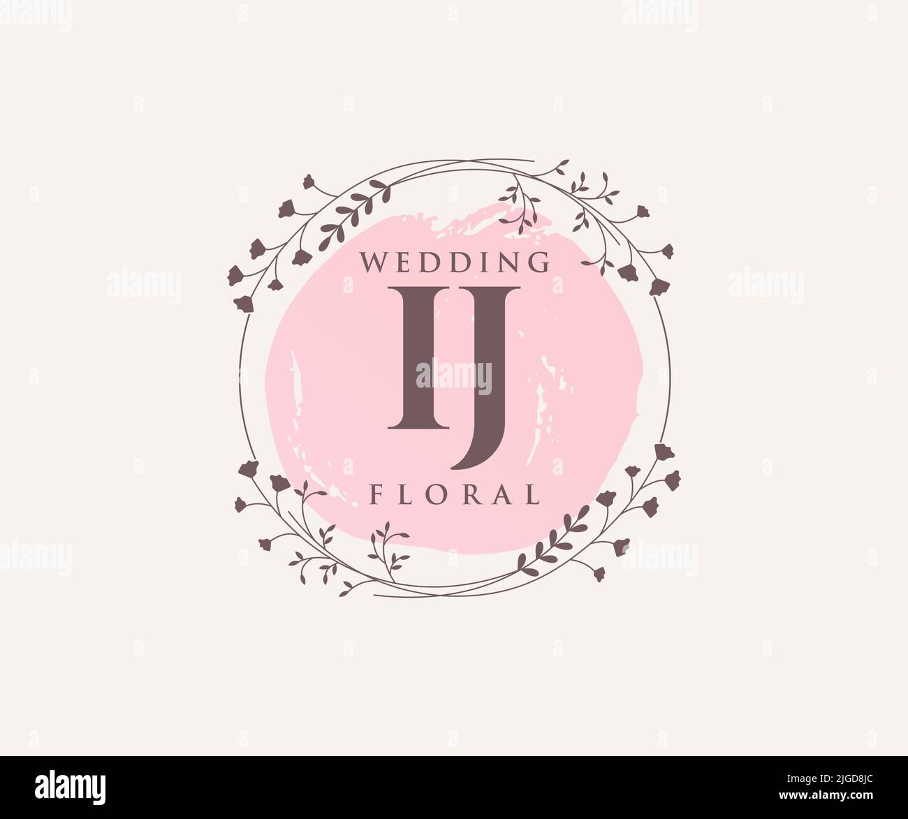 IJ Initials letter Wedding monogram logos template, hand drawn modern ...