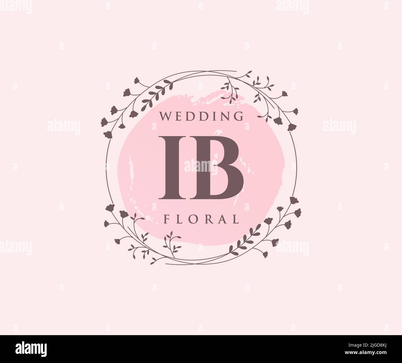 IB Initials letter Wedding monogram logos template, hand drawn modern ...