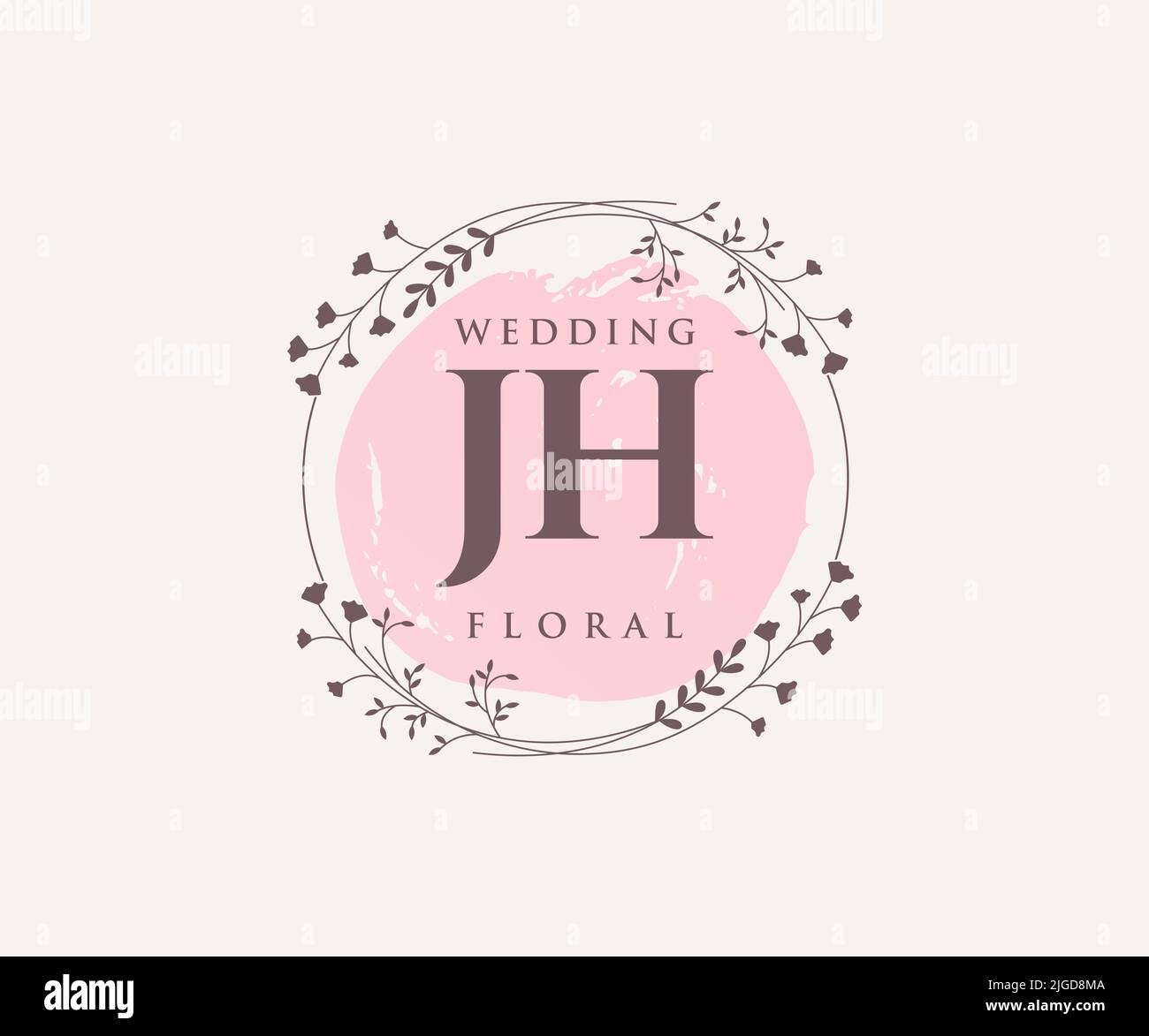 JH Initials letter Wedding monogram logos template, hand drawn modern ...