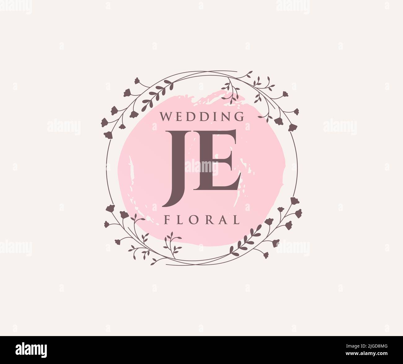 JE Initials letter Wedding monogram logos template, hand drawn modern ...