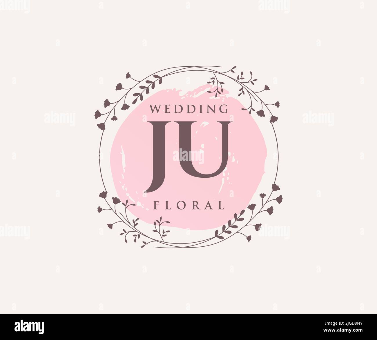 JU Initials letter Wedding monogram logos template, hand drawn modern ...