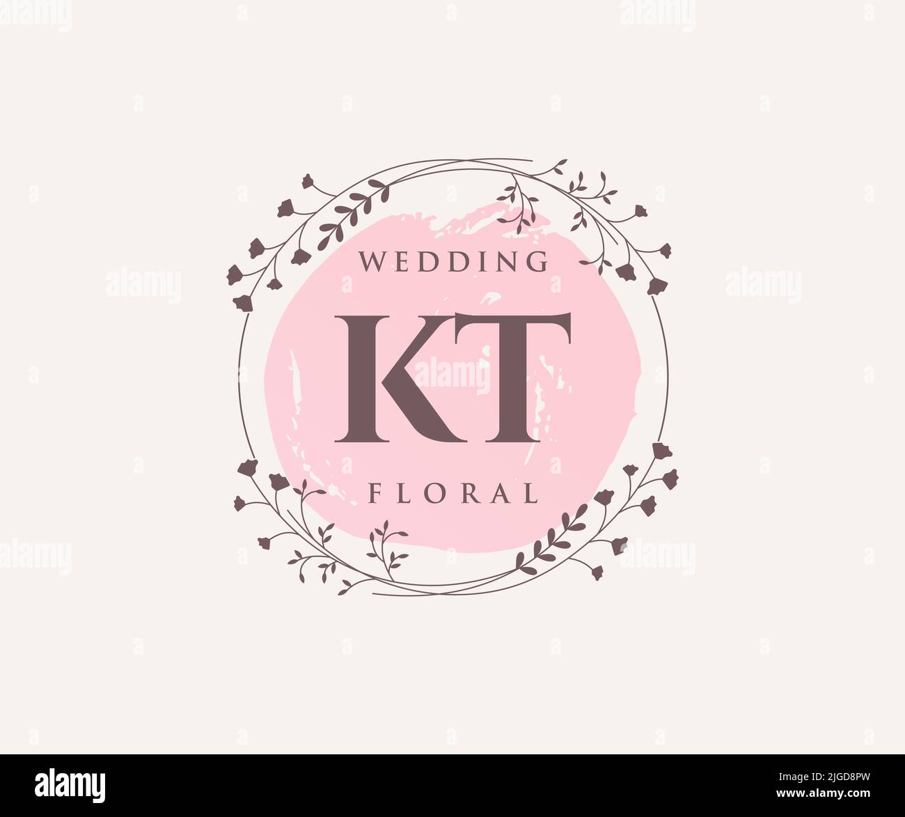 KT Initials letter Wedding monogram logos template, hand drawn modern ...