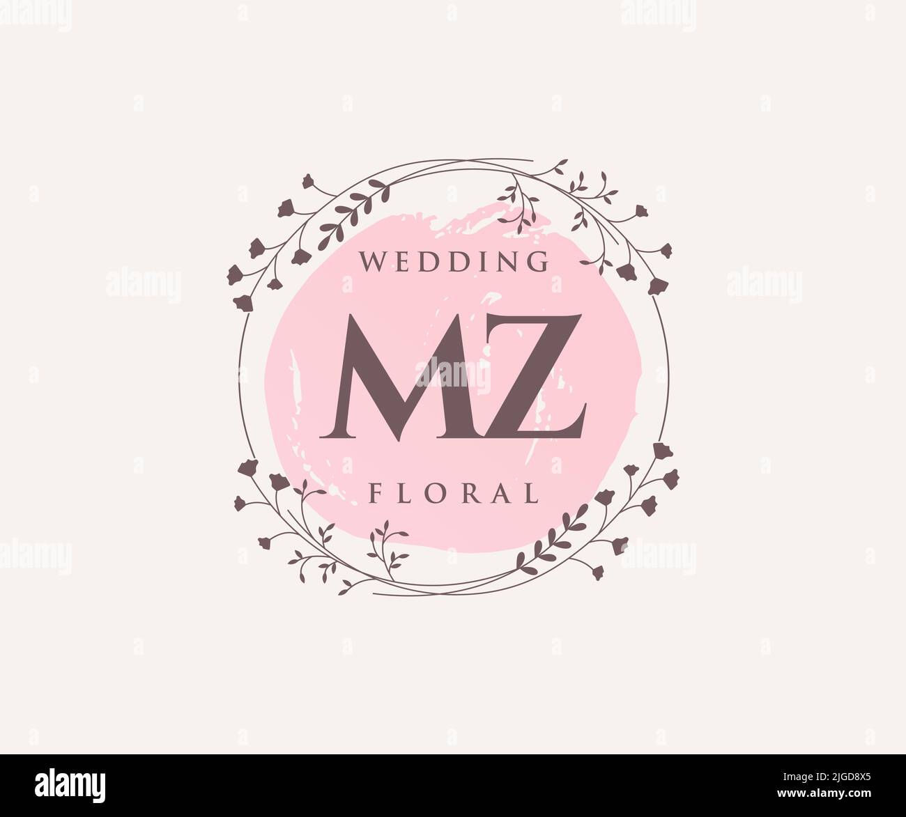 MZ Initials letter Wedding monogram logos template, hand drawn modern ...