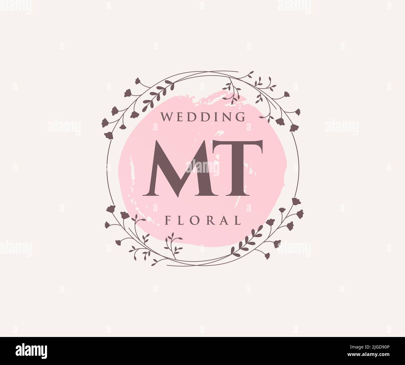 MT Initials letter Wedding monogram logos template, hand drawn modern ...