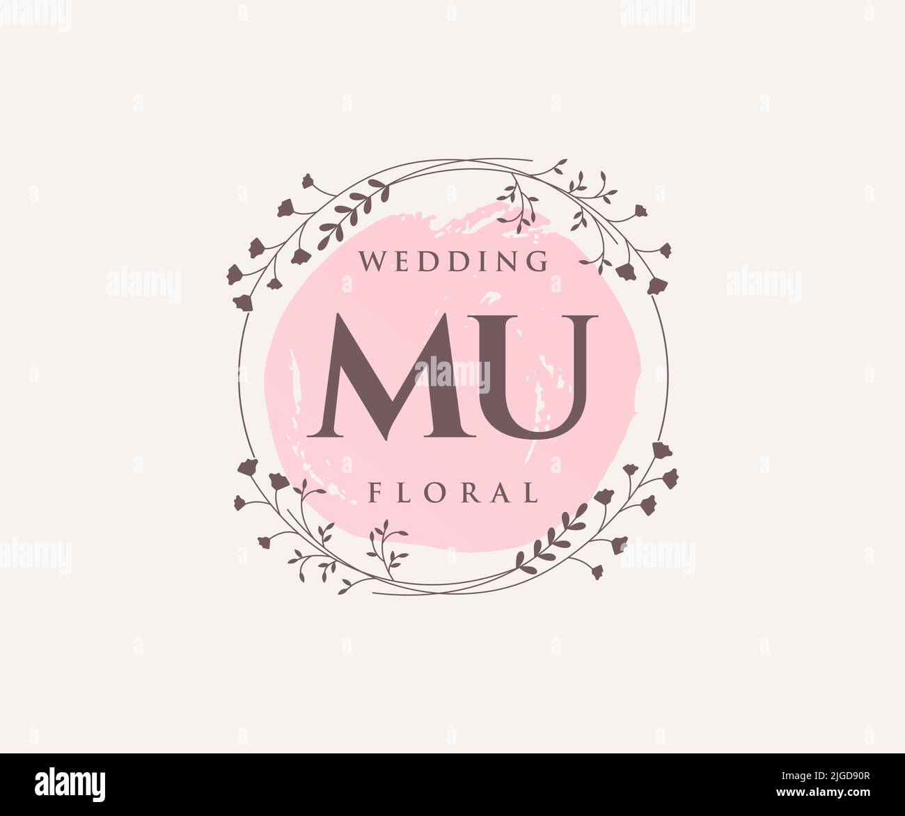 MU Initials letter Wedding monogram logos template, hand drawn modern ...