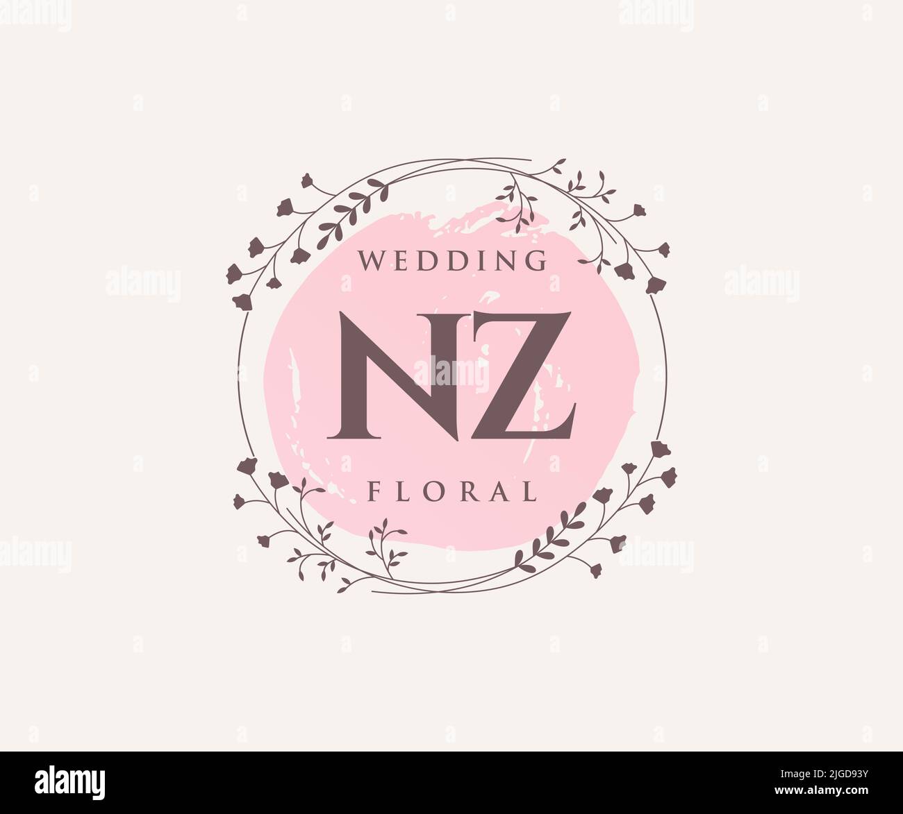 NZ Initials letter Wedding monogram logos template, hand drawn modern ...