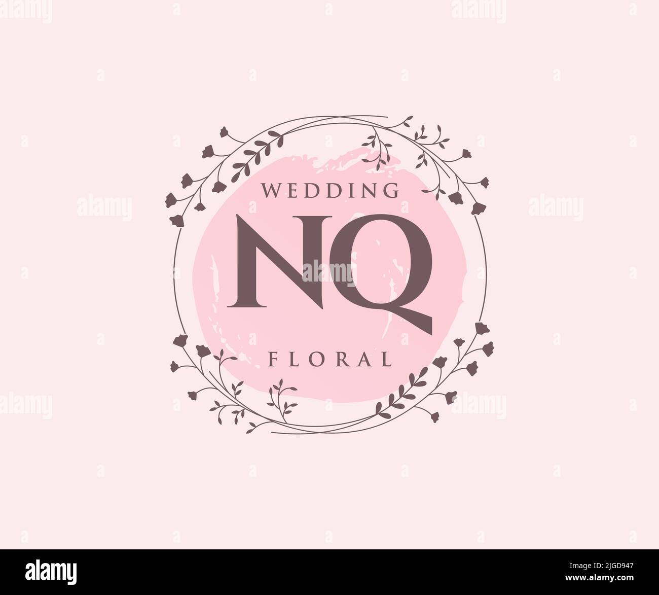 NQ Initials letter Wedding monogram logos template, hand drawn modern ...