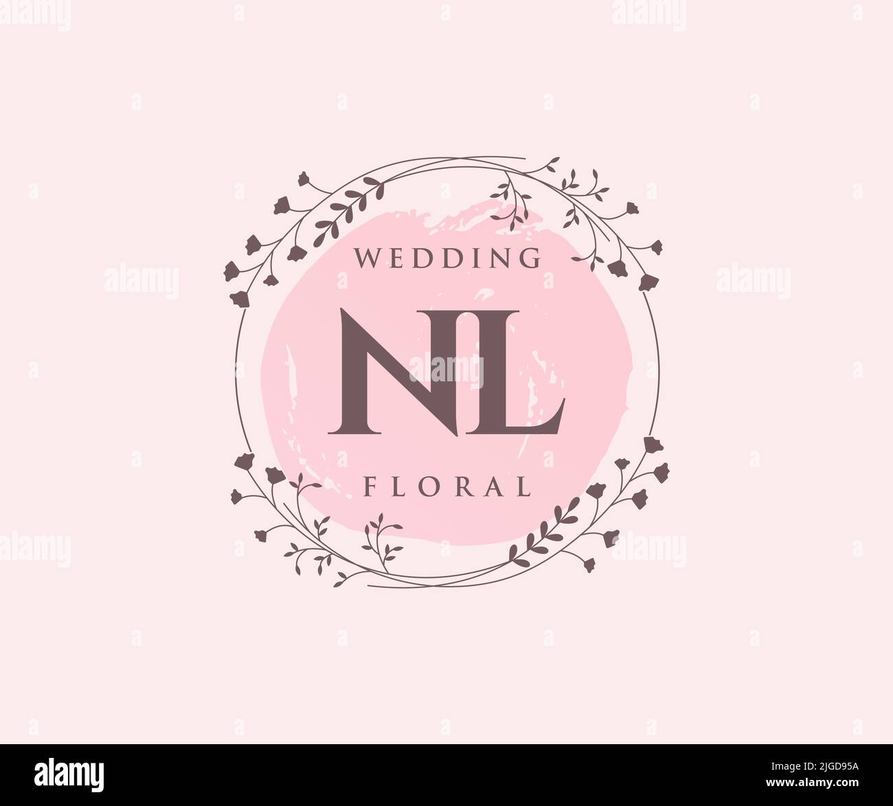 NL Initials letter Wedding monogram logos template, hand drawn modern ...