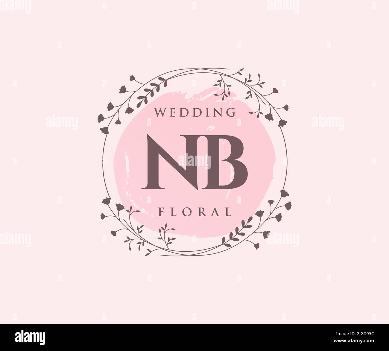 NB Initials letter Wedding monogram logos template, hand drawn modern ...