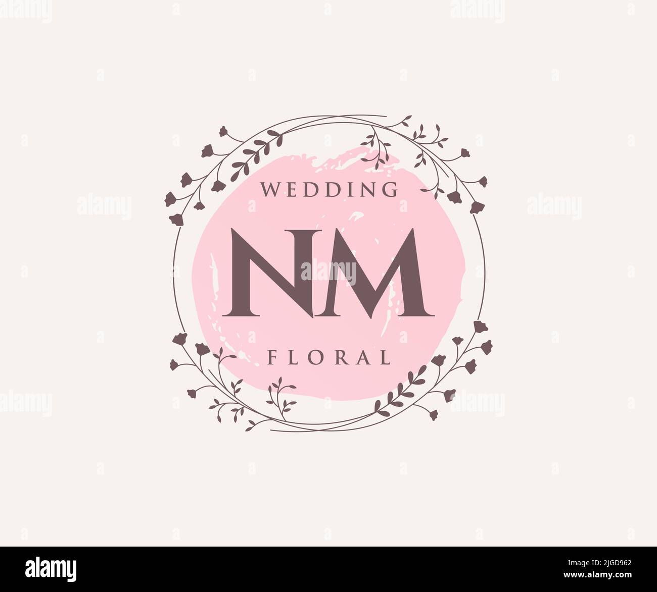 NM Initials letter Wedding monogram logos template, hand drawn modern ...