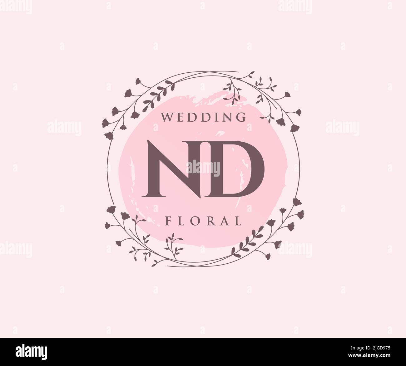 ND Initials letter Wedding monogram logos template, hand drawn modern ...