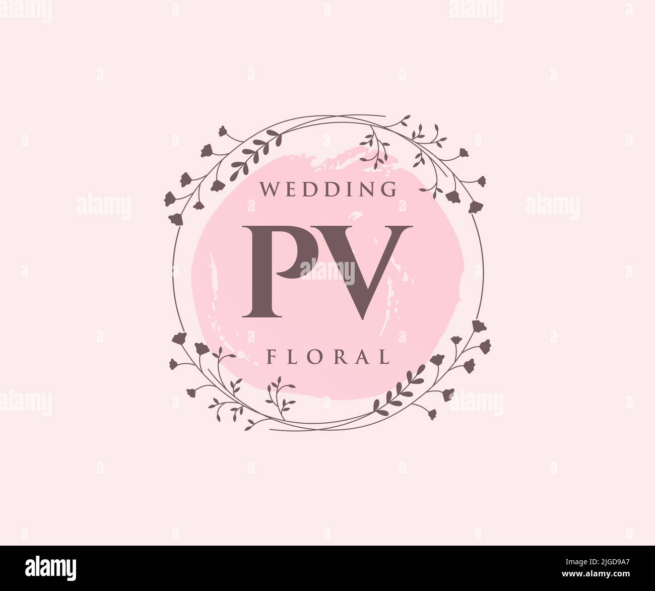 PV Initials letter Wedding monogram logos template, hand drawn modern ...