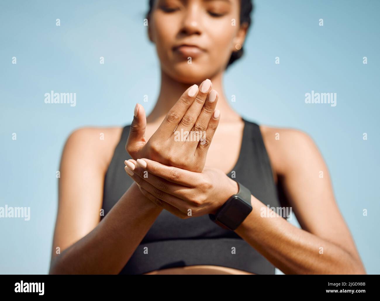 Every part of the body matters. a young woman massaging a cramp in her ...