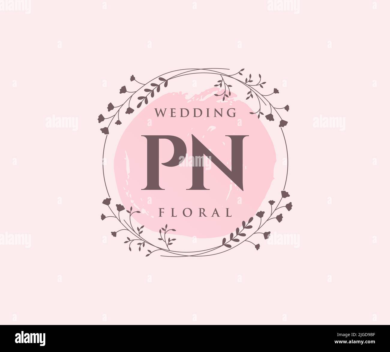 PN Initials letter Wedding monogram logos template, hand drawn modern ...