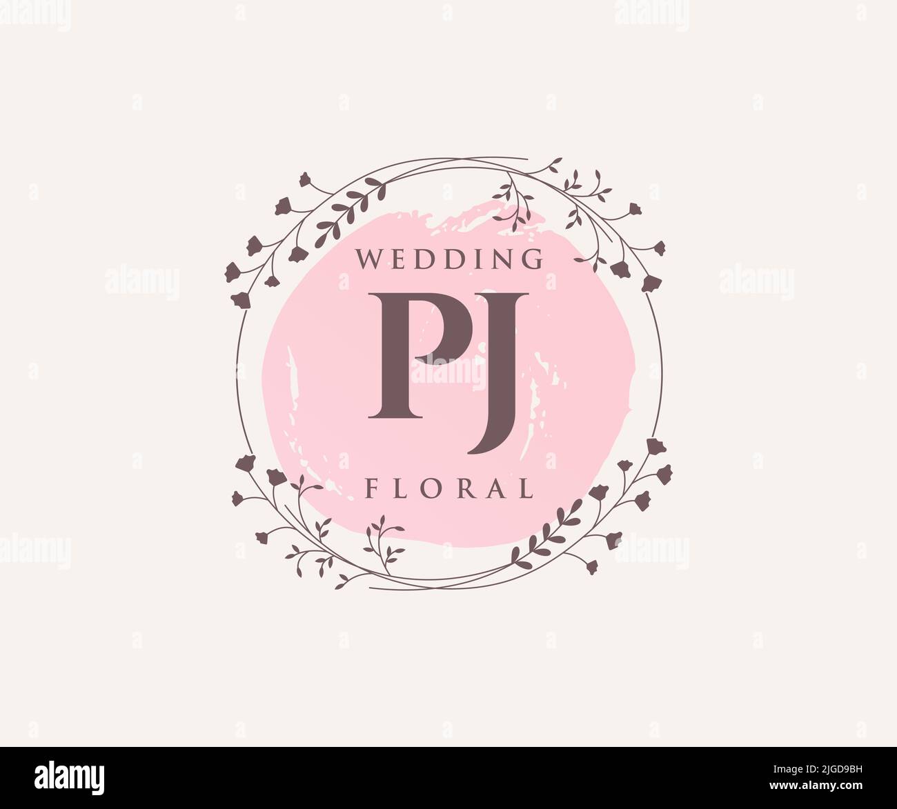 PJ Initials letter Wedding monogram logos template, hand drawn modern ...