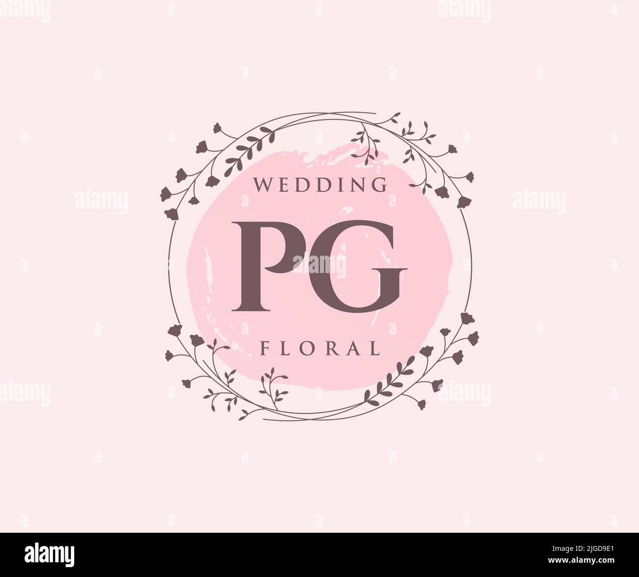 PG Initials letter Wedding monogram logos template, hand drawn modern ...