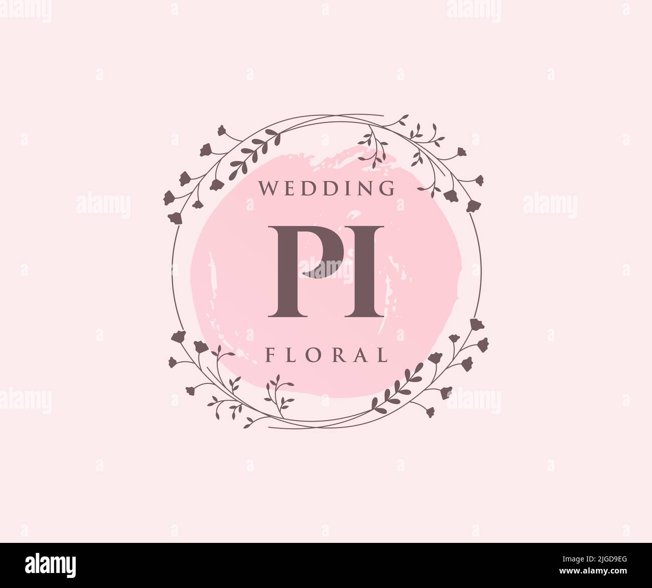 PI Initials letter Wedding monogram logos template, hand drawn modern ...