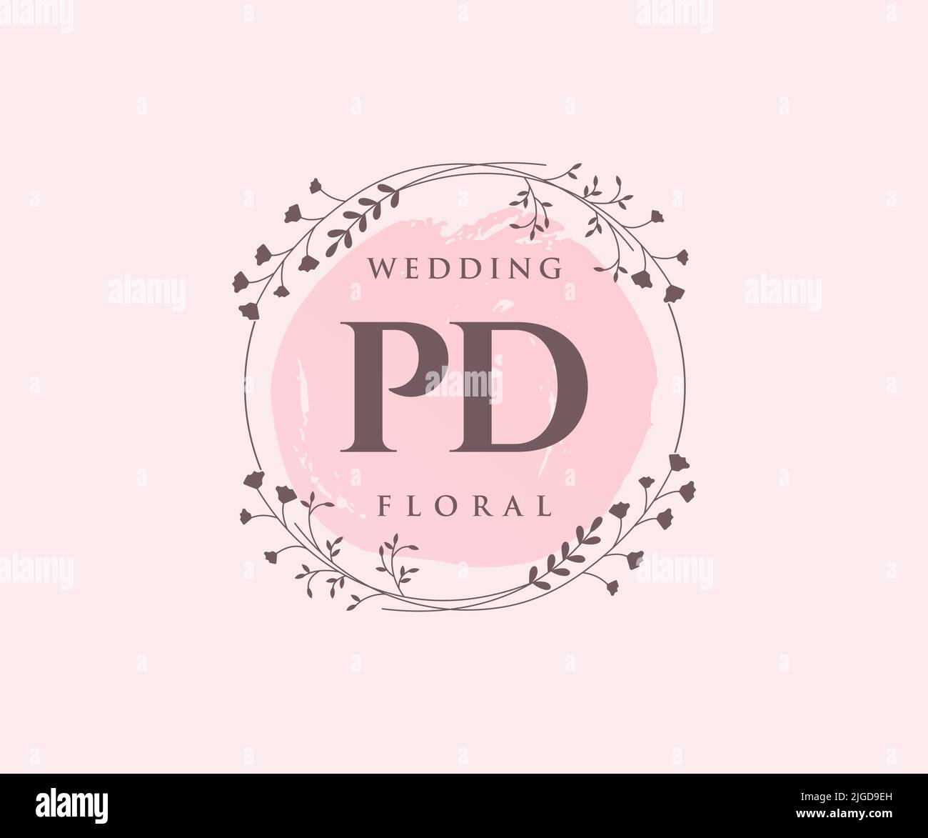 PD Initials letter Wedding monogram logos template, hand drawn modern ...