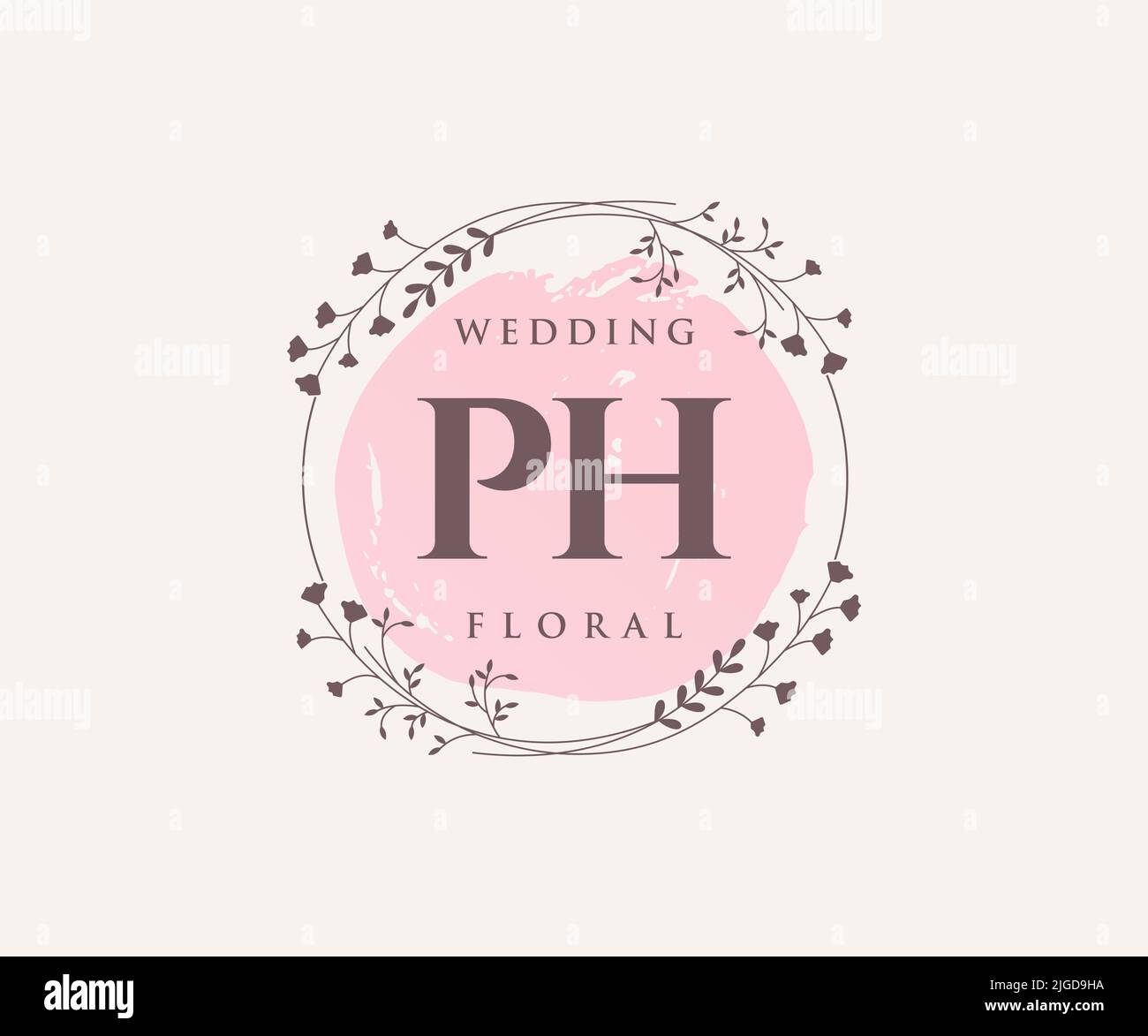 PH Initials letter Wedding monogram logos template, hand drawn modern ...