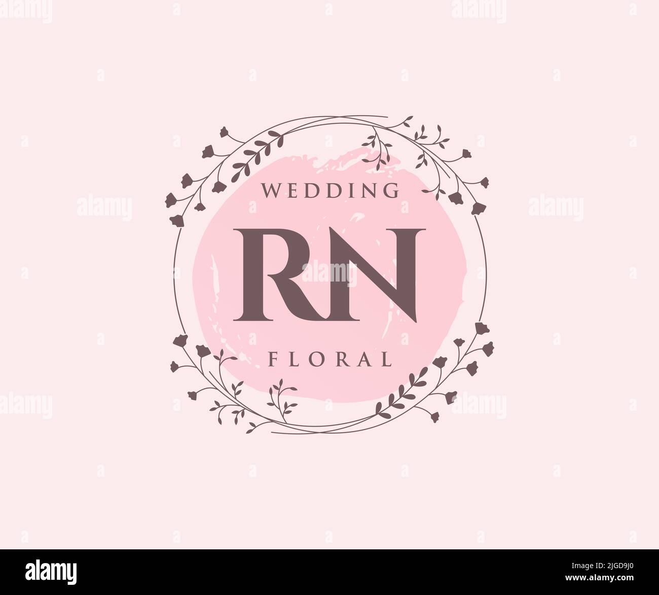 RN Initials letter Wedding monogram logos template, hand drawn modern minimalistic and floral ...