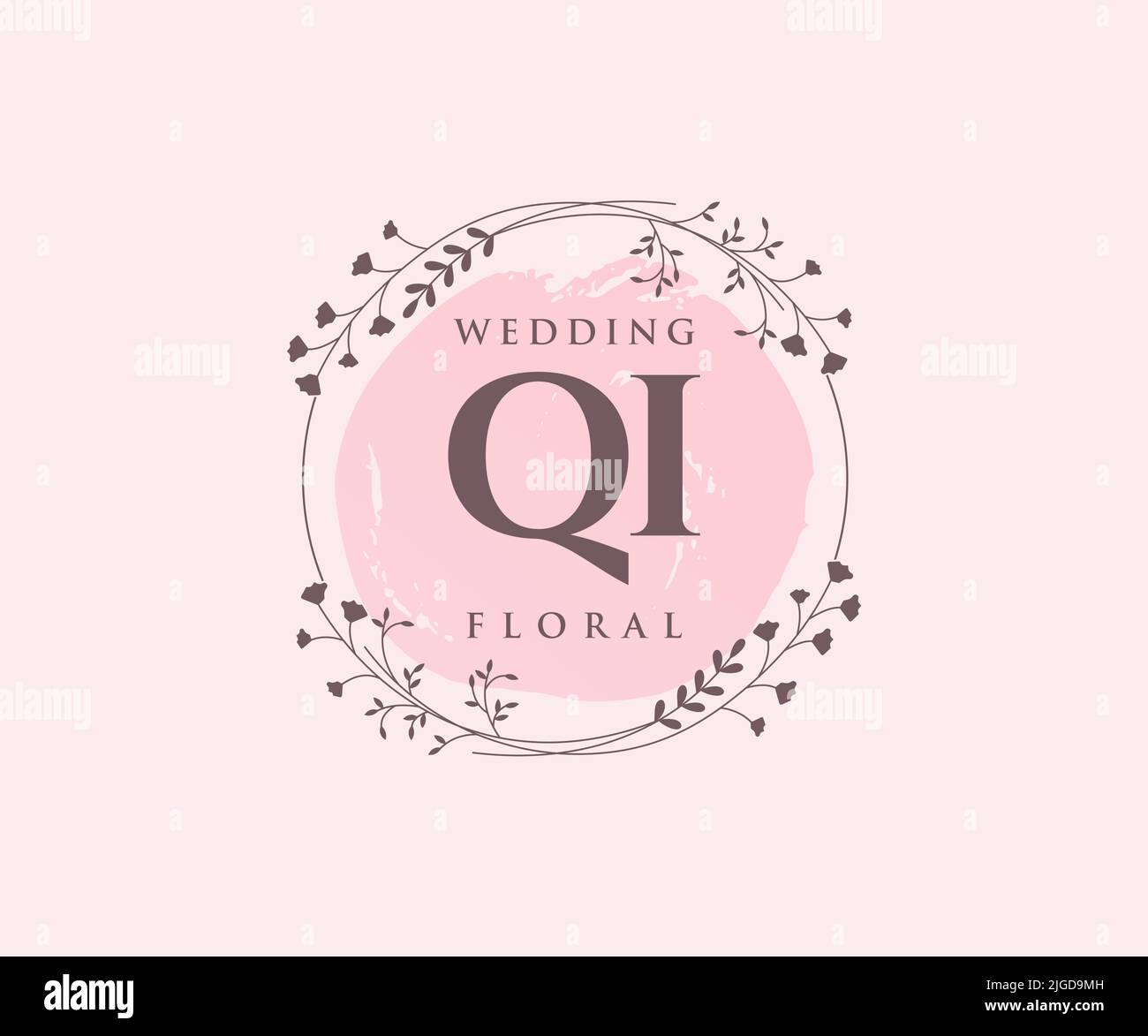 QI Initials letter Wedding monogram logos template, hand drawn modern ...