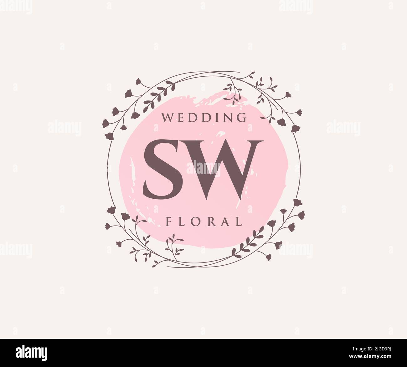 SW Initials letter Wedding monogram logos template, hand drawn modern ...