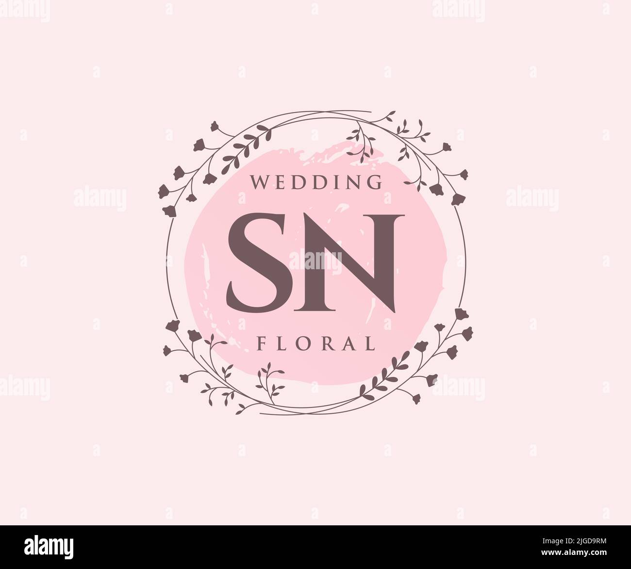 SN Initials letter Wedding monogram logos template, hand drawn modern ...