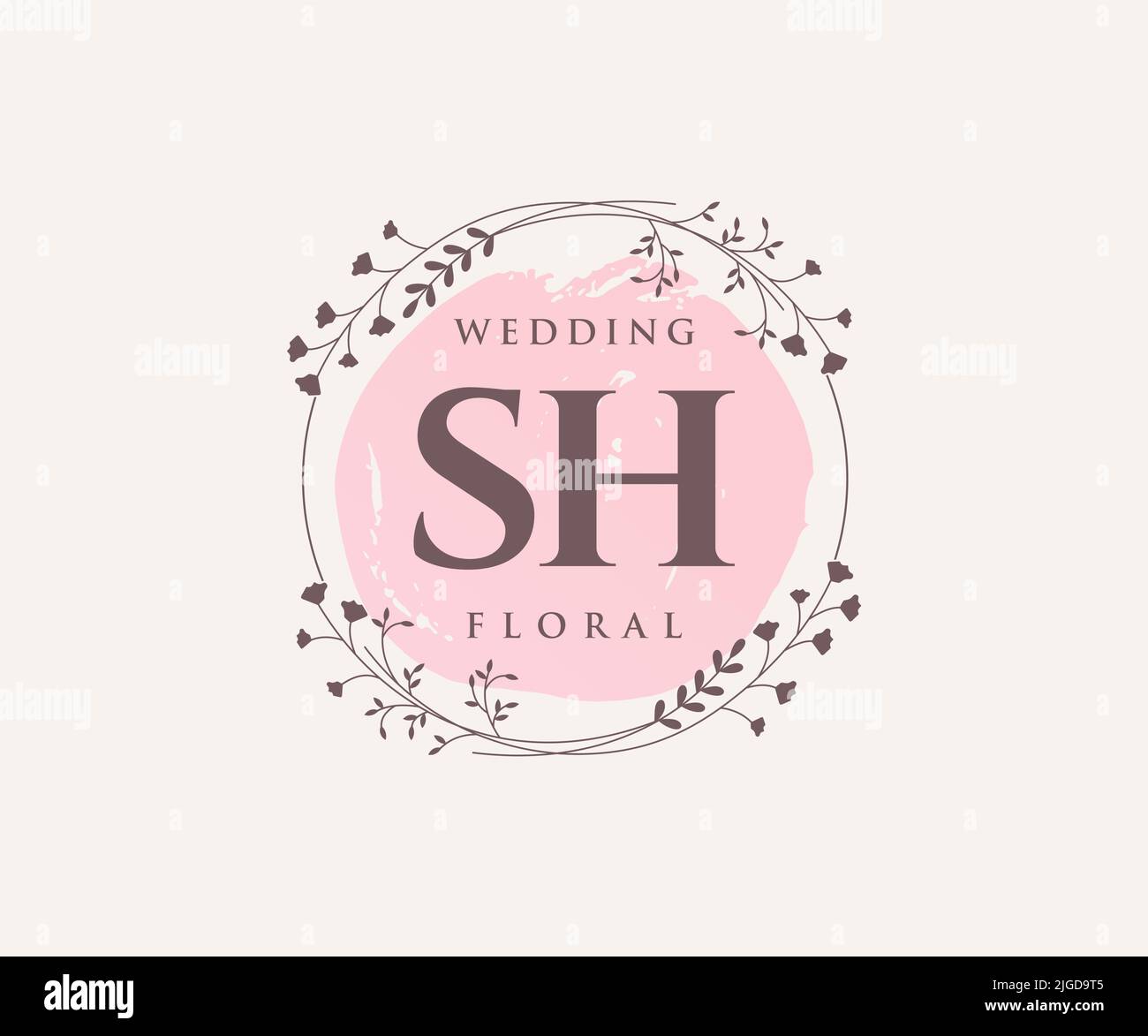 SH Initials letter Wedding monogram logos template, hand drawn modern ...