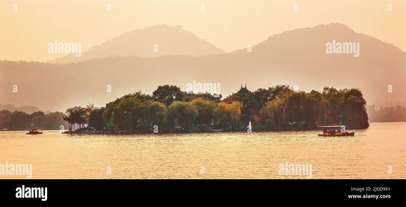 Xiaoying Island Boats Pavilion West Lake Hangzhou Zhejiang China Stock ...