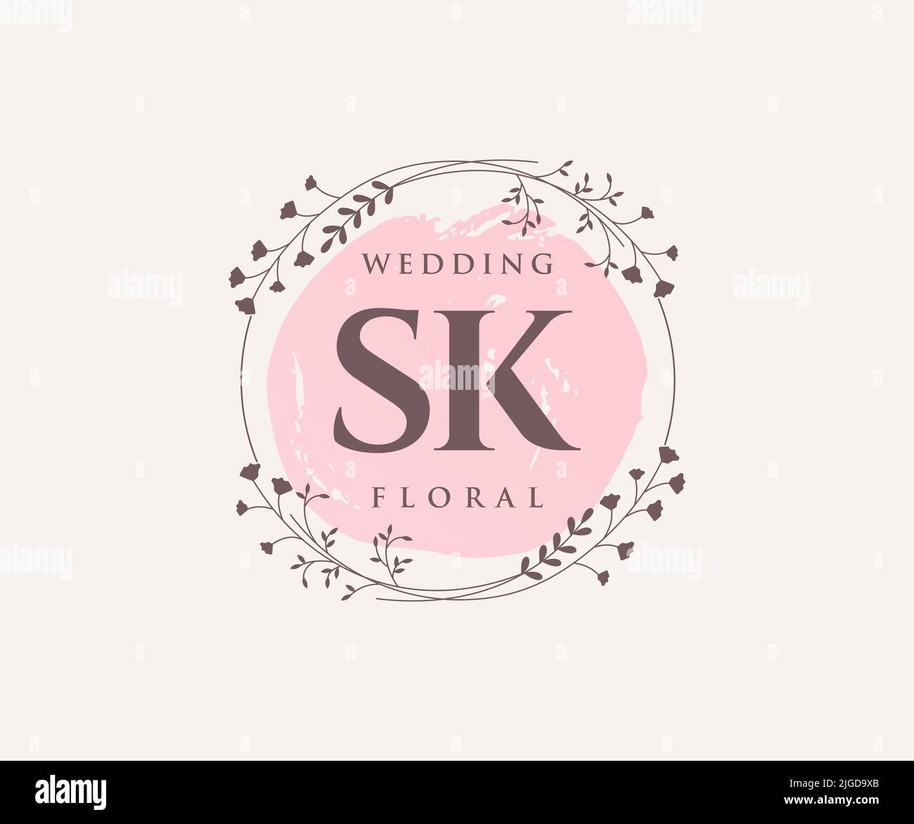 SK Initials letter Wedding monogram logos template, hand drawn modern ...