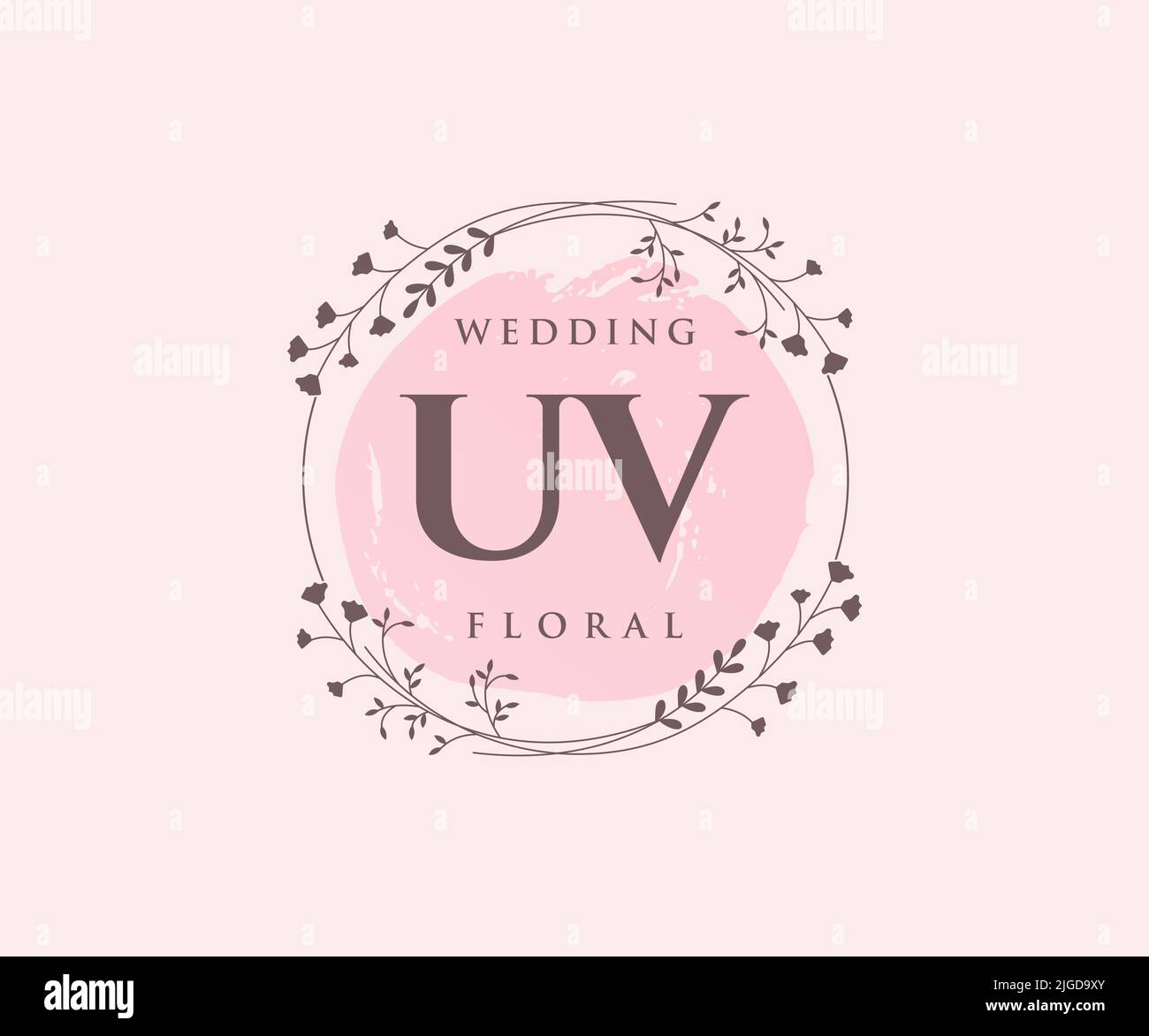 UV Initials letter Wedding monogram logos template, hand drawn modern ...