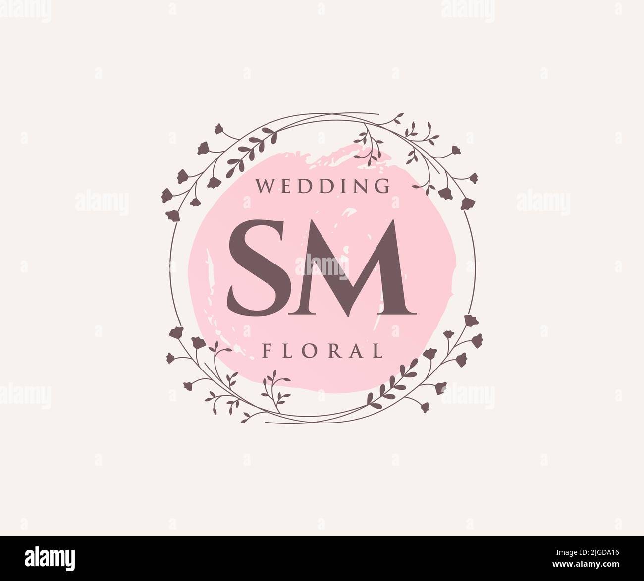 SM Initials letter Wedding monogram logos template, hand drawn modern ...